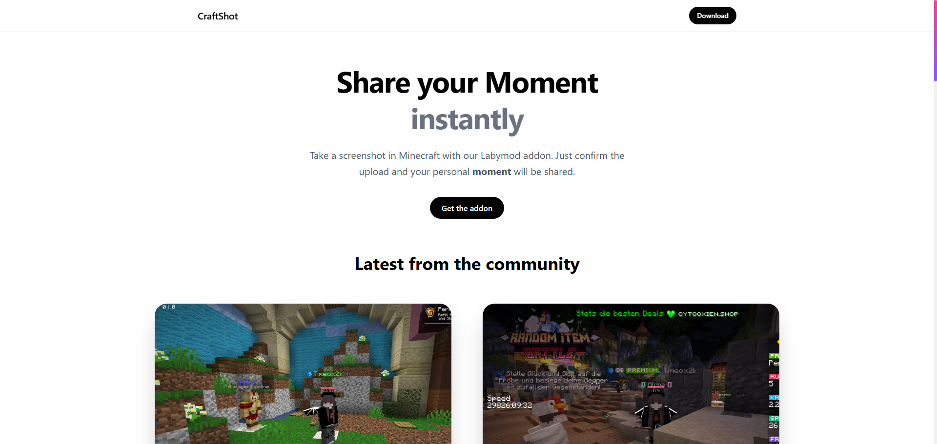 CraftShot - The Minecraft Social Network